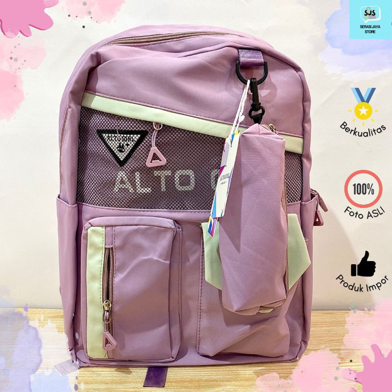 Jual Tas Ransel Alto Girl Jaring FREE Tempat Pensil 3 Warna | Shopee ...