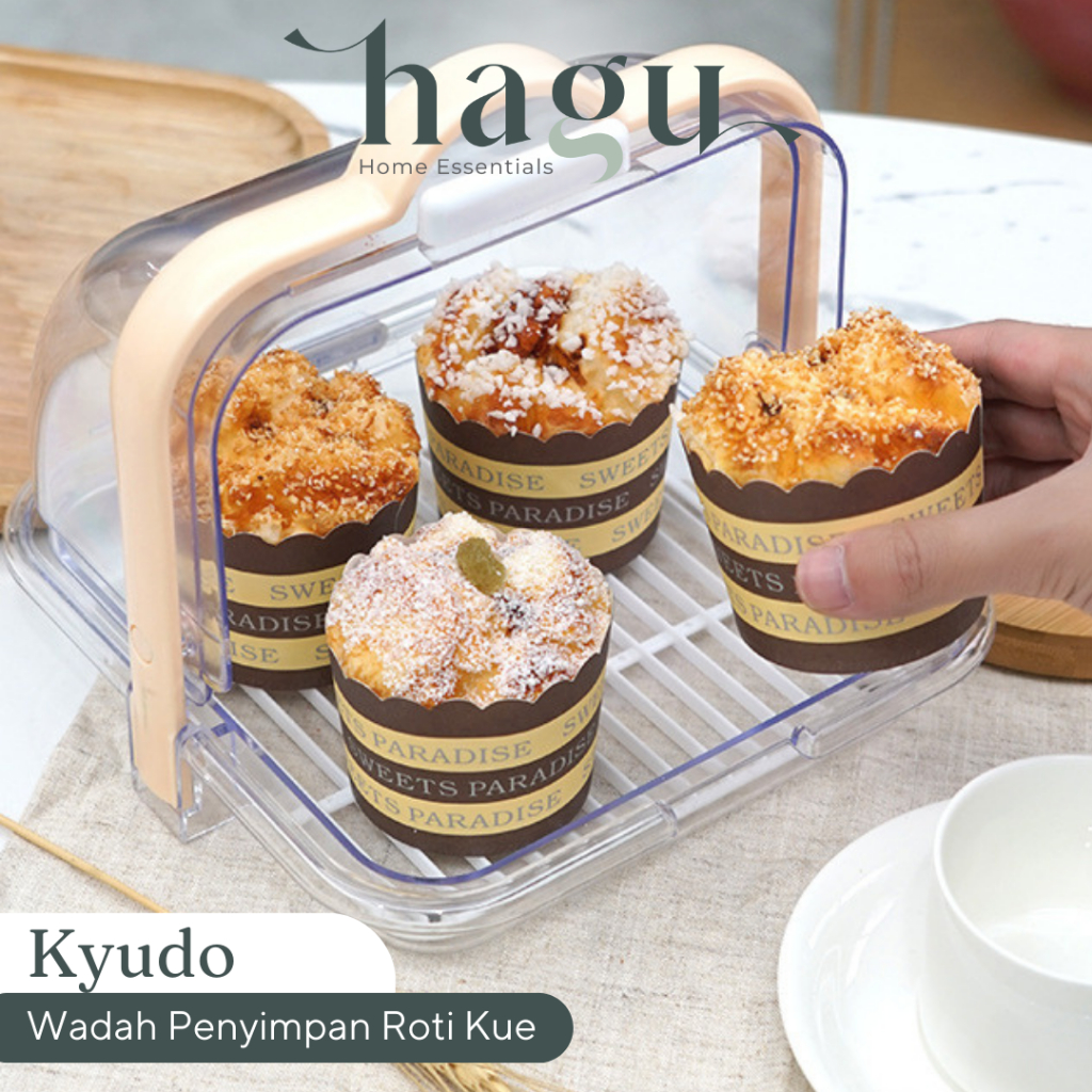 Jual 【HAGU】KYUDO Bread Storage Kue Simple Kotak Roti Bening Tudung Saji ...