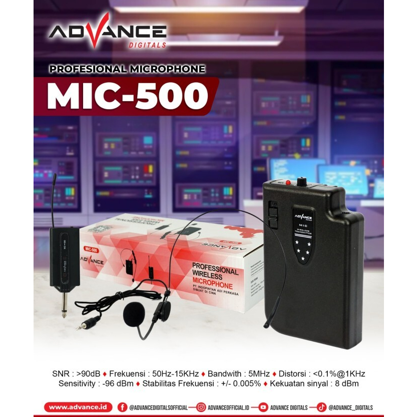 Jual Advance Mic Wireless/Microphone +Headset/Mic Clip On Call Center ...