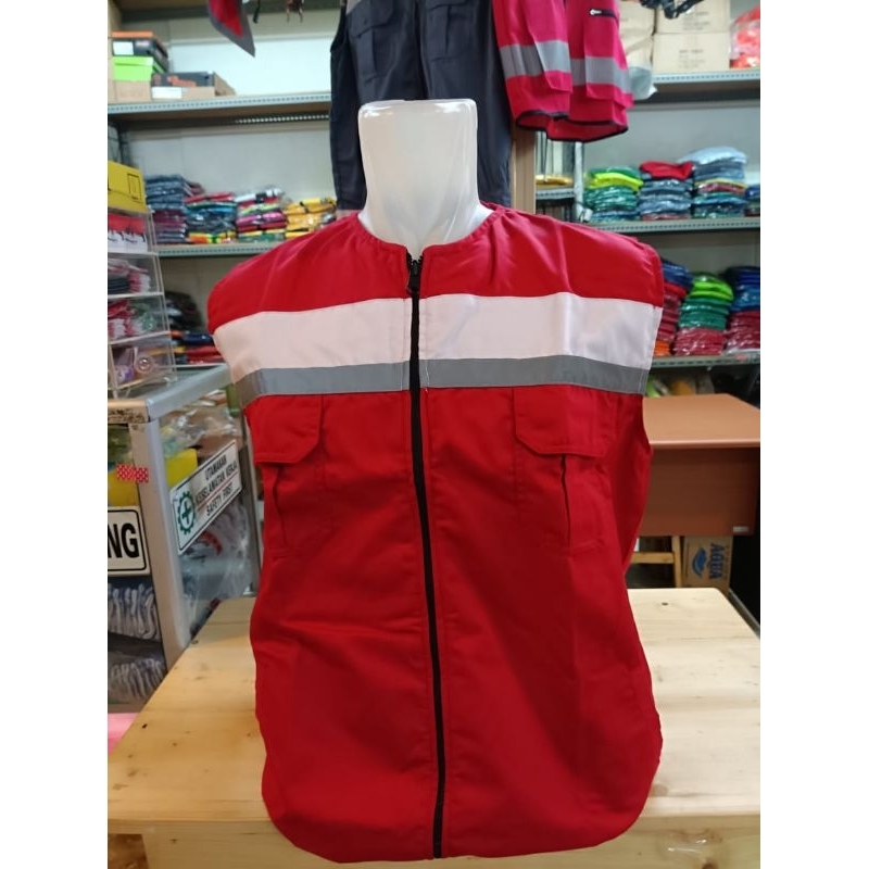 Jual SAFETY VEST MERAH PUTIH / ROMPI SAFETY KOMBINASI/ ROMPI KERJA ...