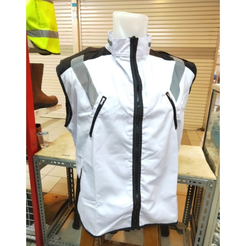 Jual SAFETY VEST WARNA PUTIH KOMBINASI / ROMPI SAFETY WARNA PUTIH ...