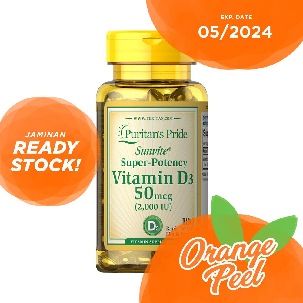 Jual Puritan Sunvite Super-Potency Vitamin D3 50 mcg 2000 IU isi 100 200 Softgels | Shopee Indonesia