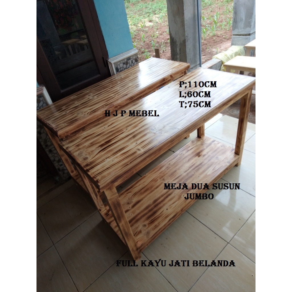 Jual meja dua susun jumbo siap pakai kokoh dan tahan lam full kayu jati ...