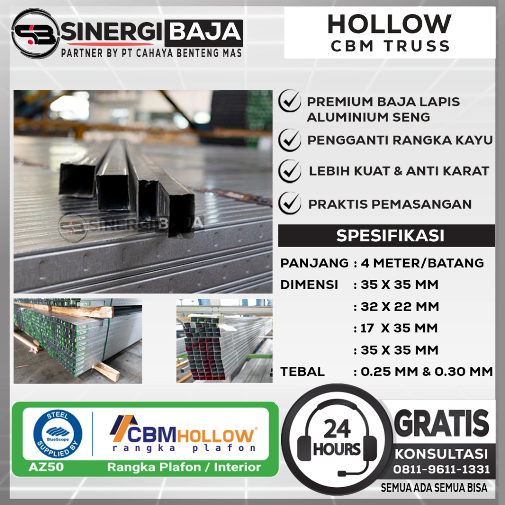 Jual Hollow Baja Ringan Rangka Plafon Rangka Atap Gypsum | Shopee Indonesia