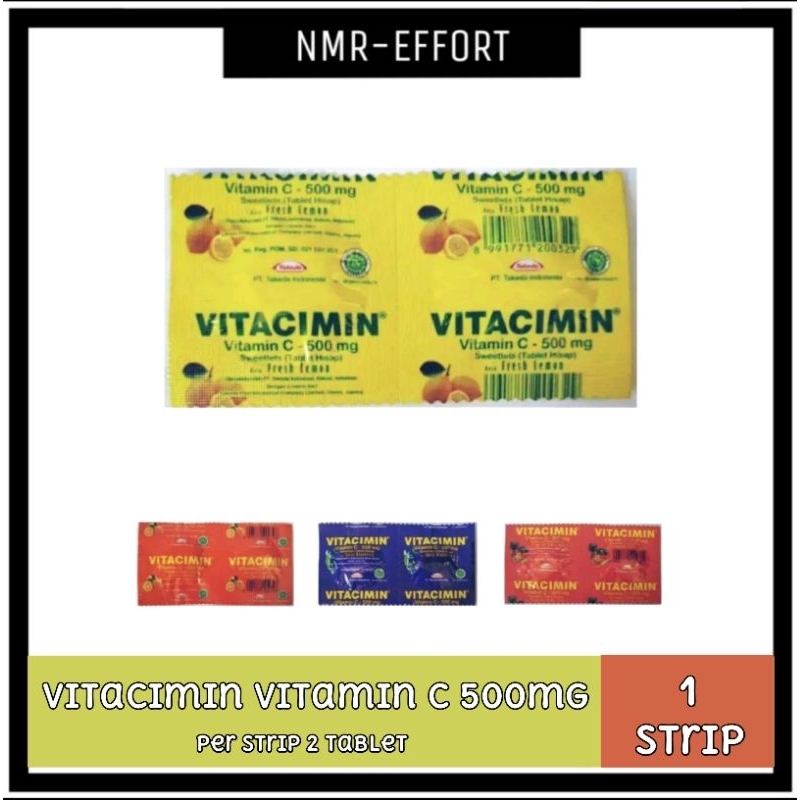 Jual Vitacimin 1 STRIP @ 2 Tablet Hisap Kunyah Vitamin C 500mg | Shopee ...