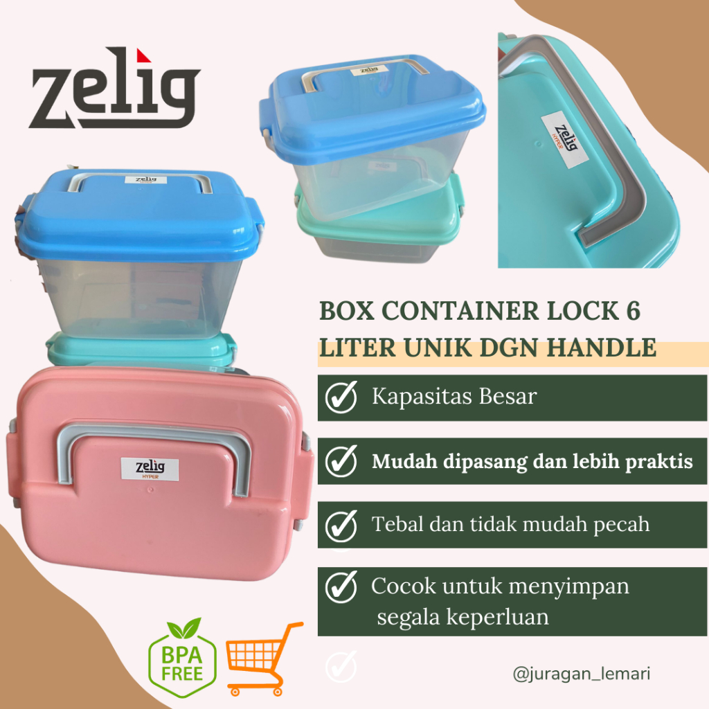 Jual BOX CONTAINER DENGAN PEGANGAN DAN KUNCI LOCK UKURAN 6LITER MINIMALIS WARNA LUCU DAN UNIK I ...