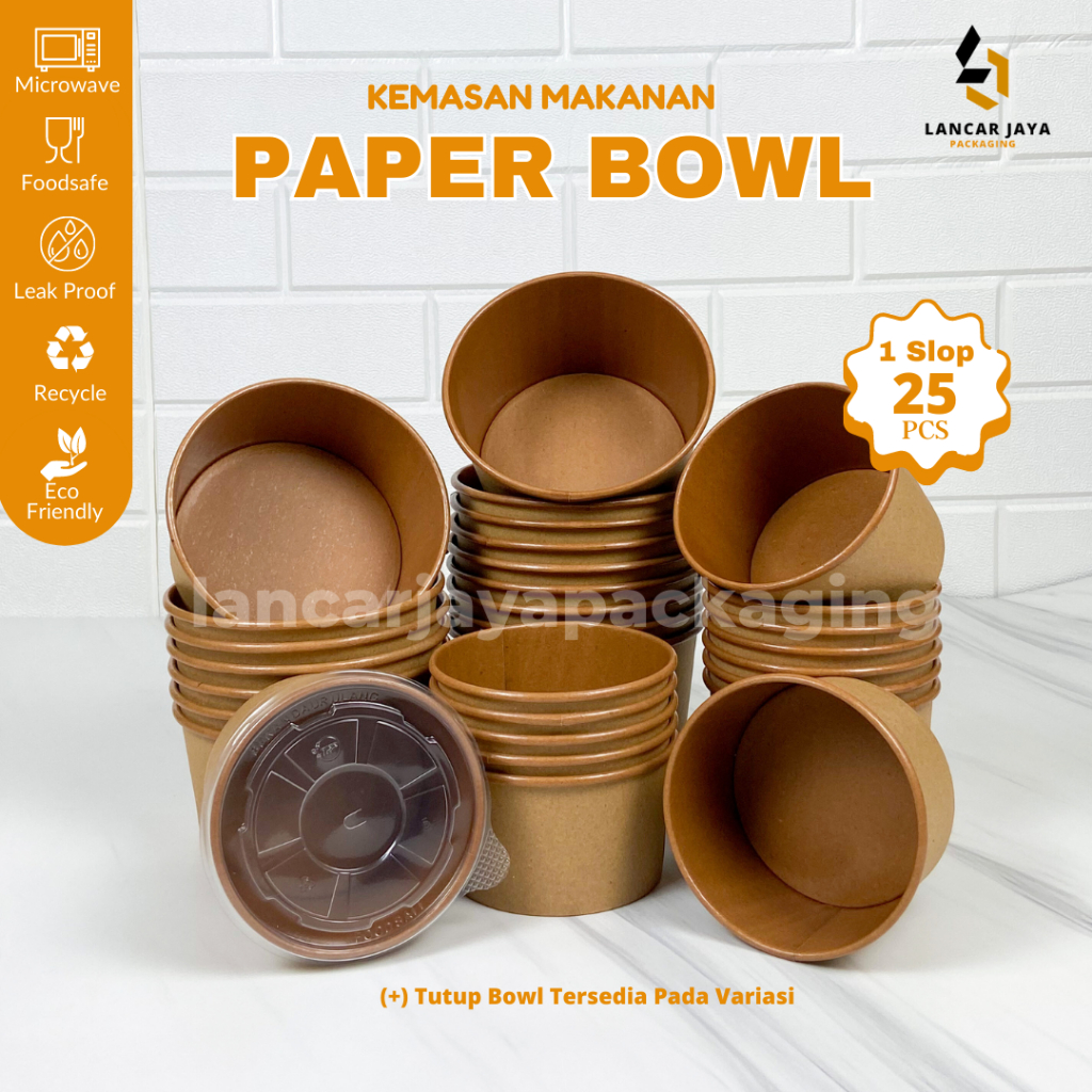 Jual Paper Bowl Mangkok Kertas Nasi Kraft Coklat Foodgrade 360 500 650 800 ML | Shopee Indonesia