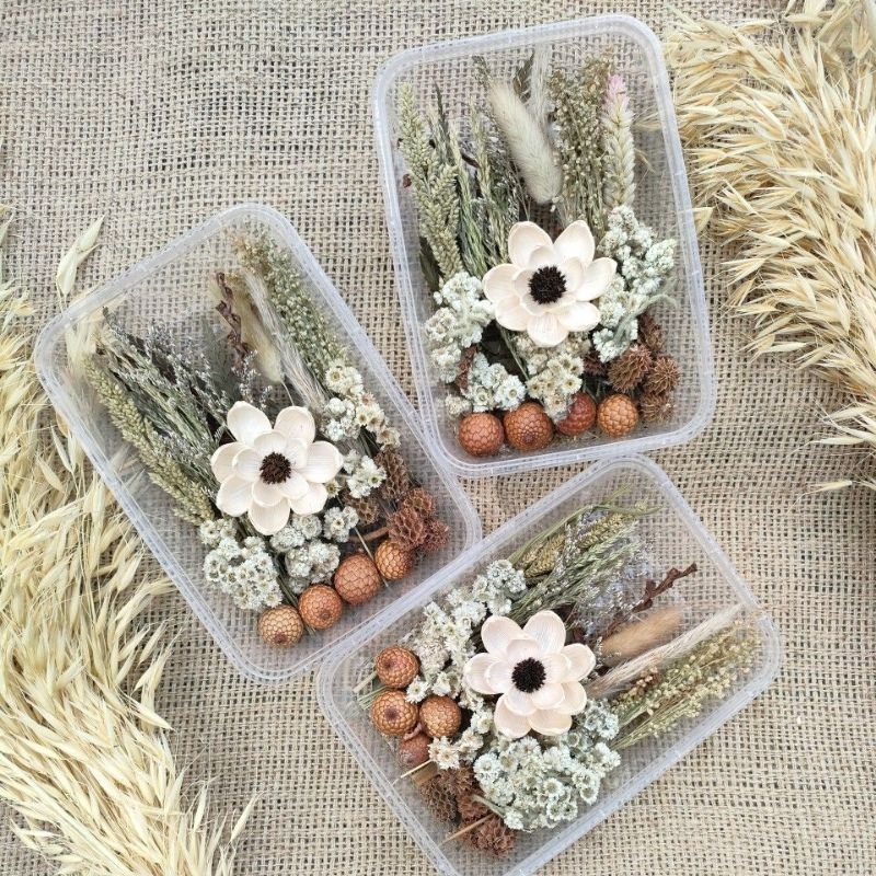 Jual PAKET BOX BUNGA KERING HEMAT bunga kering rustic bahan buket ...