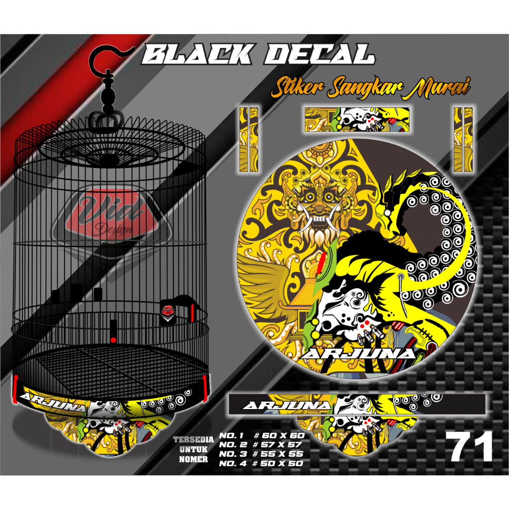 Jual Sticker sangkar Murai Bulat Motif decal Arjuna No 1 2 3 4 | Shopee ...