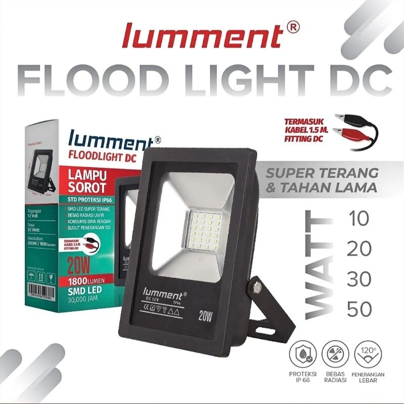 Jual Lampu AKI LED Sorot 12V Floodlight DC Putih Kabel Aki 1.5M 10W 20W 30W 50W Lampu Tembak ...