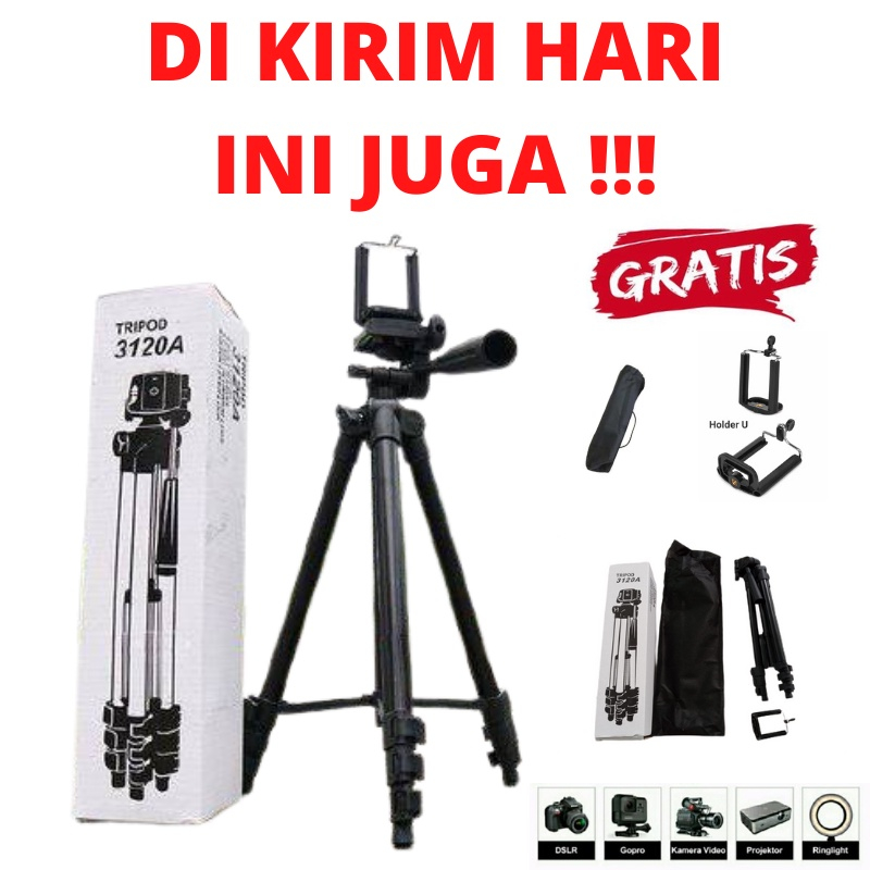 Jual Tripod 3120 Tripod Hp dan kamera universal - free holder U dudukan ...