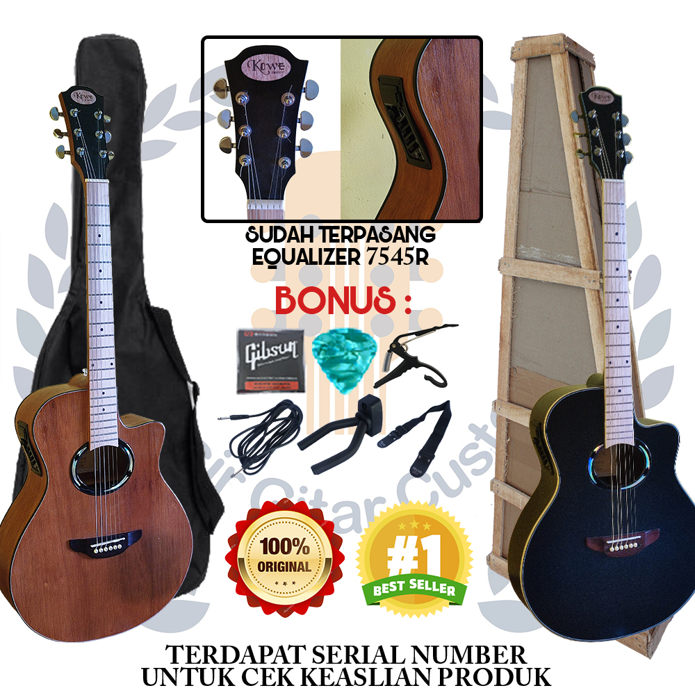 Jual Gitar Akustik Elektrik Merk KOWE Original 100% Free Packing Kayu ...