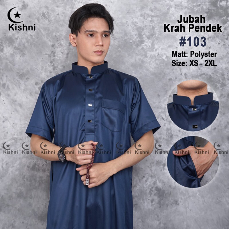 Jual gamis pria lengan pendek new model kancing Snap kerah Shanghai ...