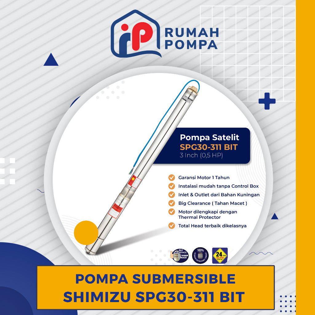 Jual Pompa Submersible 0.5 HP Shimizu SPG30-311 BIT Non Kabel | Shopee ...