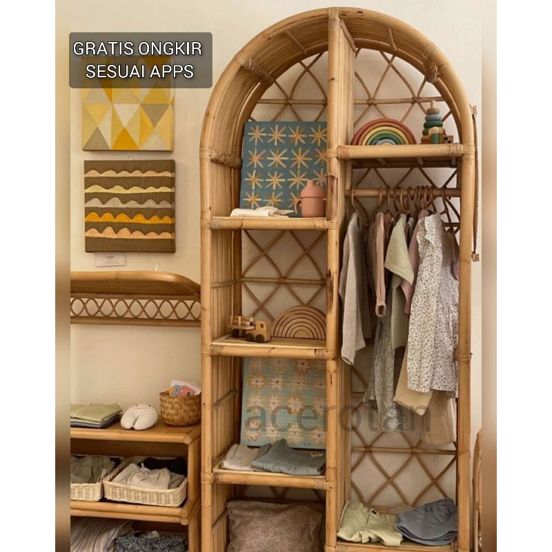 Jual RAK ROTAN SUSUN LEMARI DAN GANTUNGAN BAJU/RAK SUSUN SERBAGUNA ...