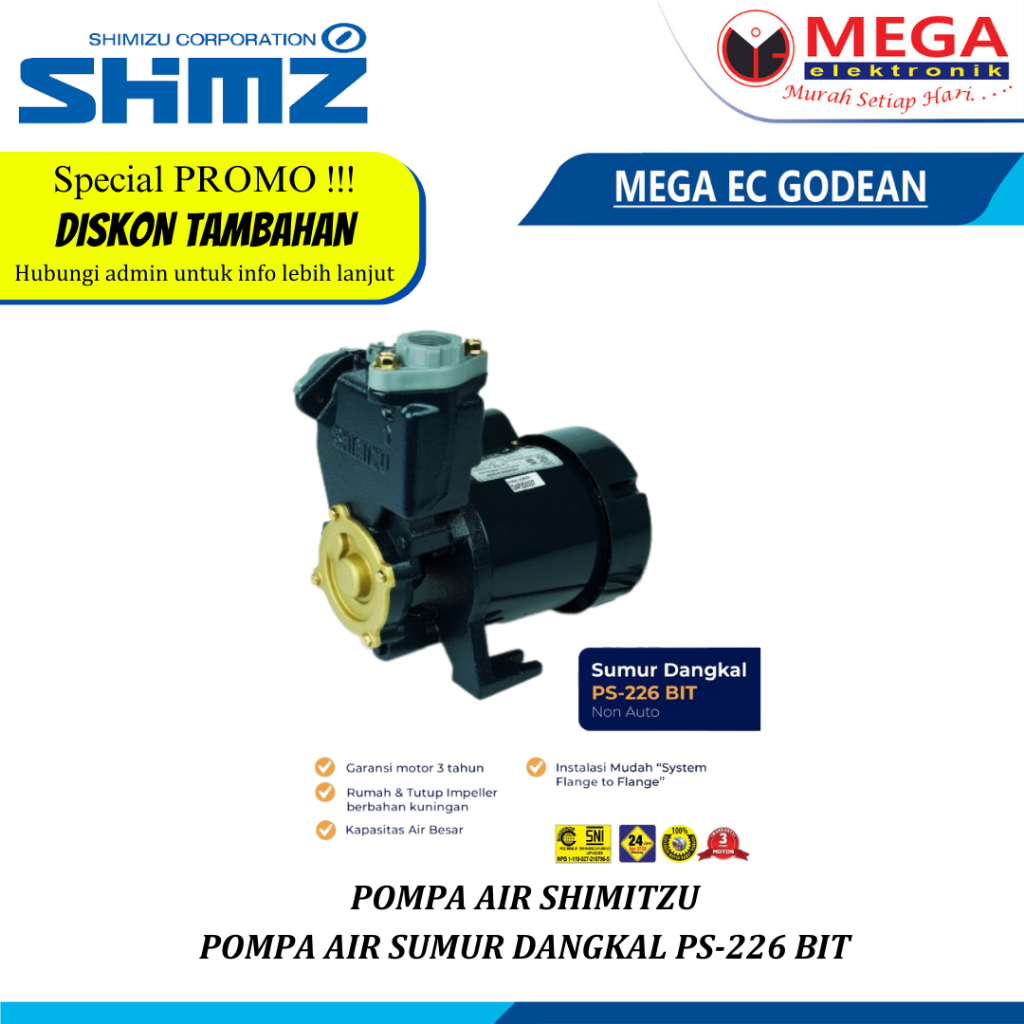 Jual POMPA AIR SHIMIZU NON AUTO PS-226 BIT POMPA AIR SUMUR DANGKAL ...