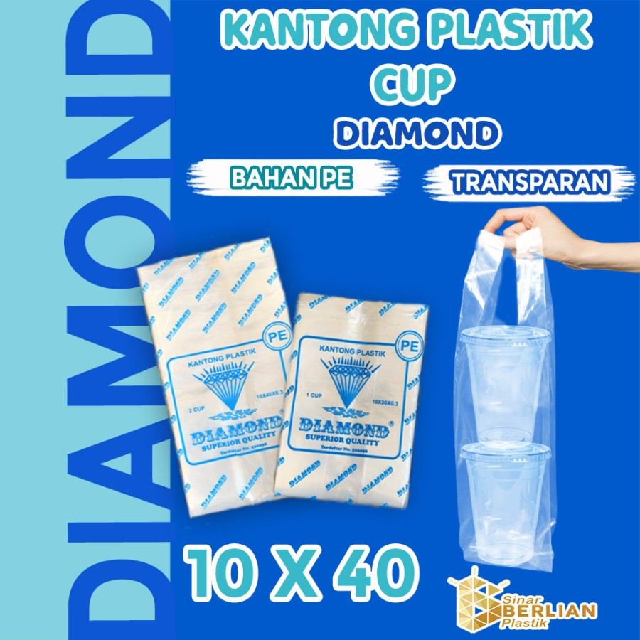 Jual Kantong Plastik Kresek PE Cup Jus Bening Transparan Diamond 10 X ...