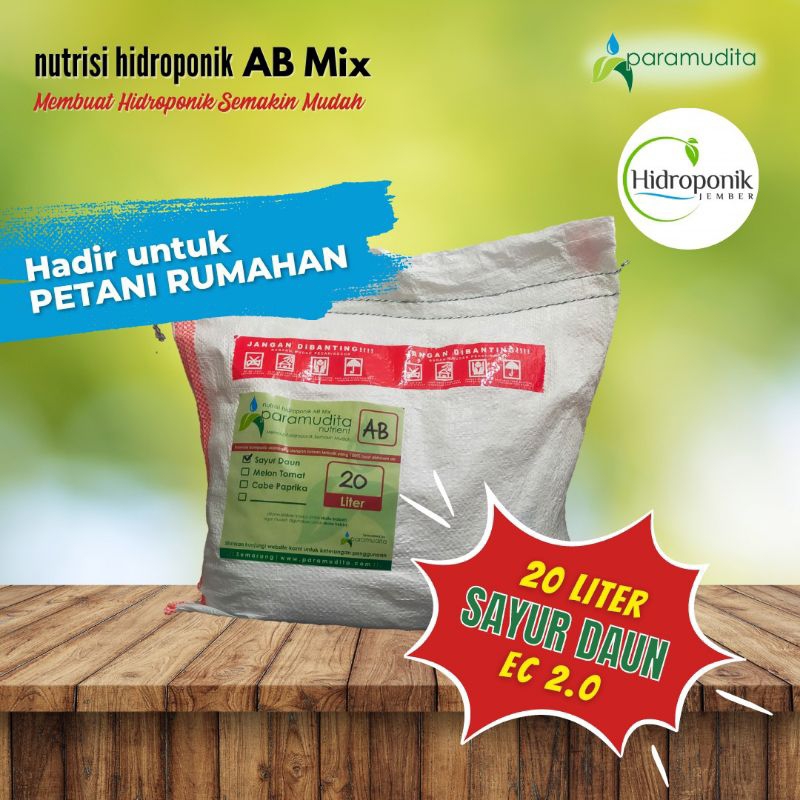 Jual Nutrisi Hidroponik AB MIX Sayuran Daun 20 Liter | Paramudita ...