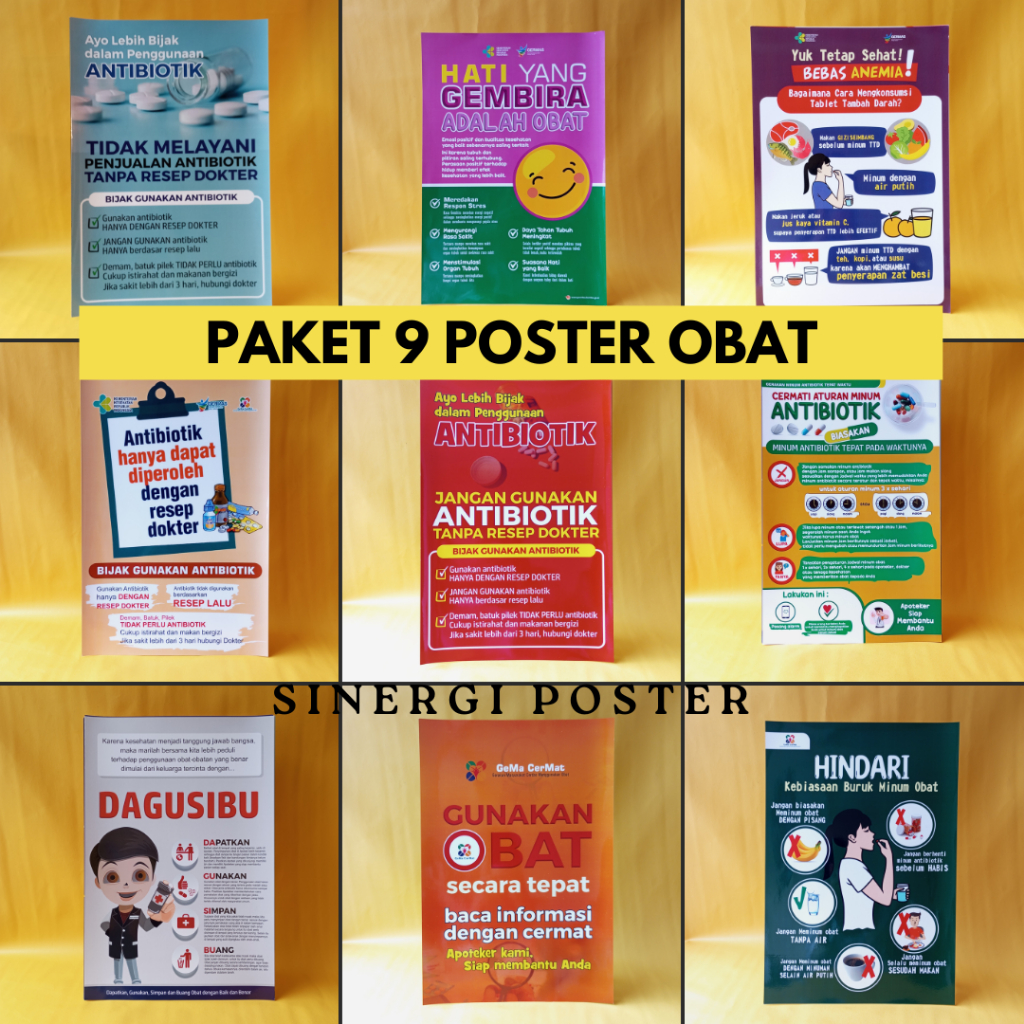 Jual Paket Poster | Paket 9 Poster Tema Obat | Poster Farmasi | Poster ...