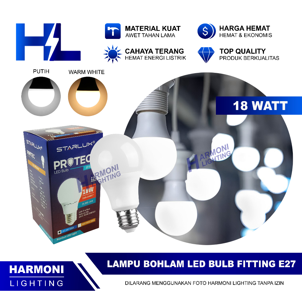 Jual Lampu Bohlam LED 18W Putih Daylight | Shopee Indonesia