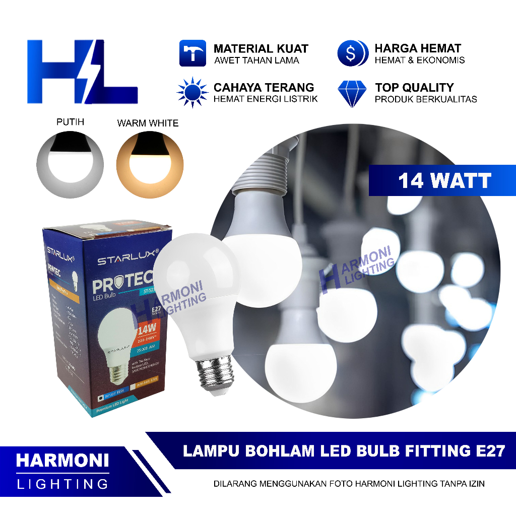 Jual Lampu LED 14W - Bohlam Putih Daylight | Shopee Indonesia