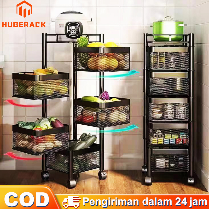 Jual Rak Dapur Berputar Hitam Stainless Steel Rak Troli Susun Putar Rak ...