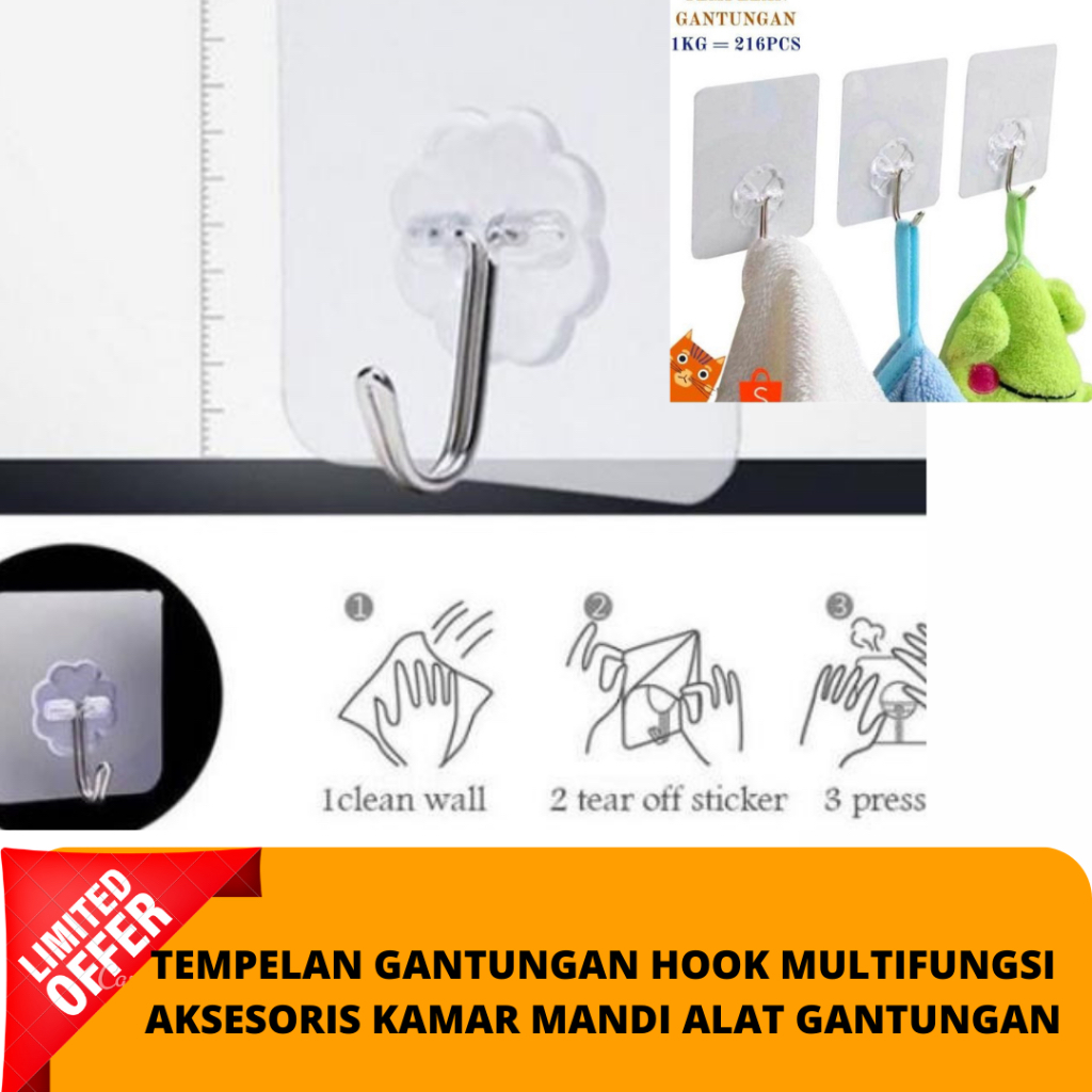 Jual Lem Stiker Tempelan Gantungan Hook Kait Serbaguna Strong Magic Hook | Shopee Indonesia