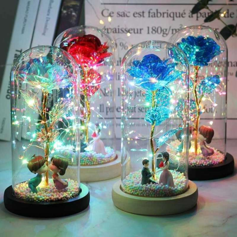 Jual Bucket Bunga Mawar Kaca + Lampu LED Hiasan Kamar Cocok Untuk ...