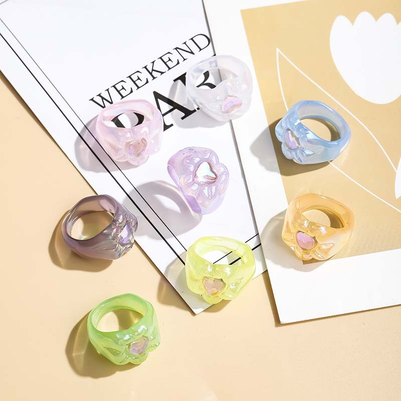 Jual LOVITA - Ring Cincin Akrilik Resin Plastik Aesthetic Transparan ...