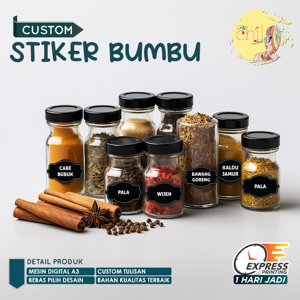 Jual STIKER LABEL NAMA BUMBU DAPUR 5x3 CM waterproof / STIKER BUMBU ...