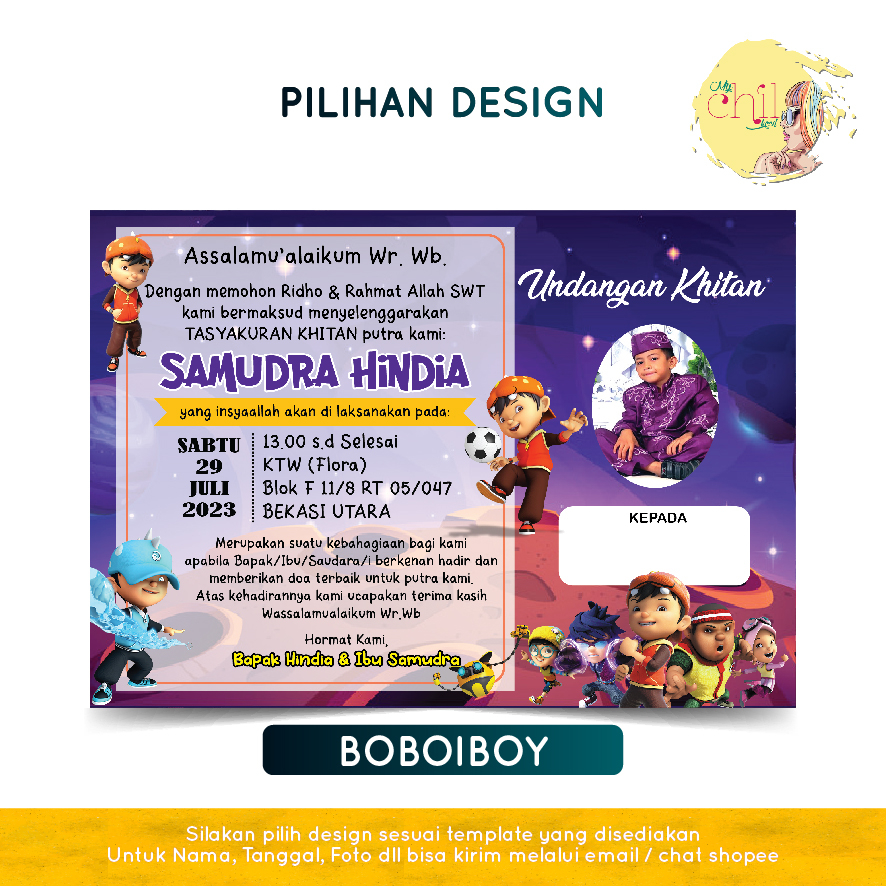 Jual Undangan Khitan Anak 1 SISI murah meriah / Kartu Nasi Khitan ...