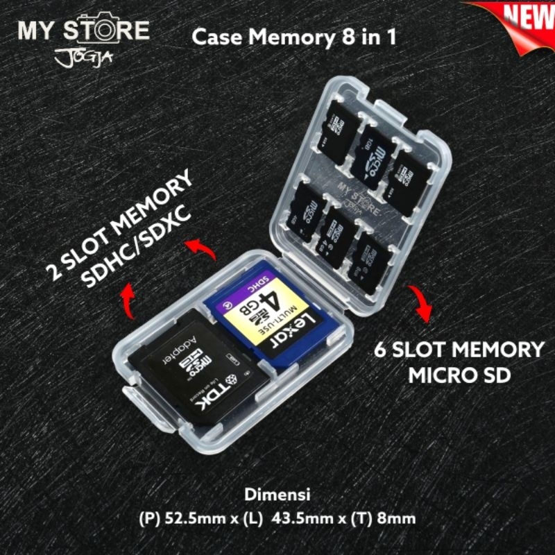 Jual Kotak Case Penyimpan Kartu Memory 8in1 2 Slot Memori Camera SDHC ...