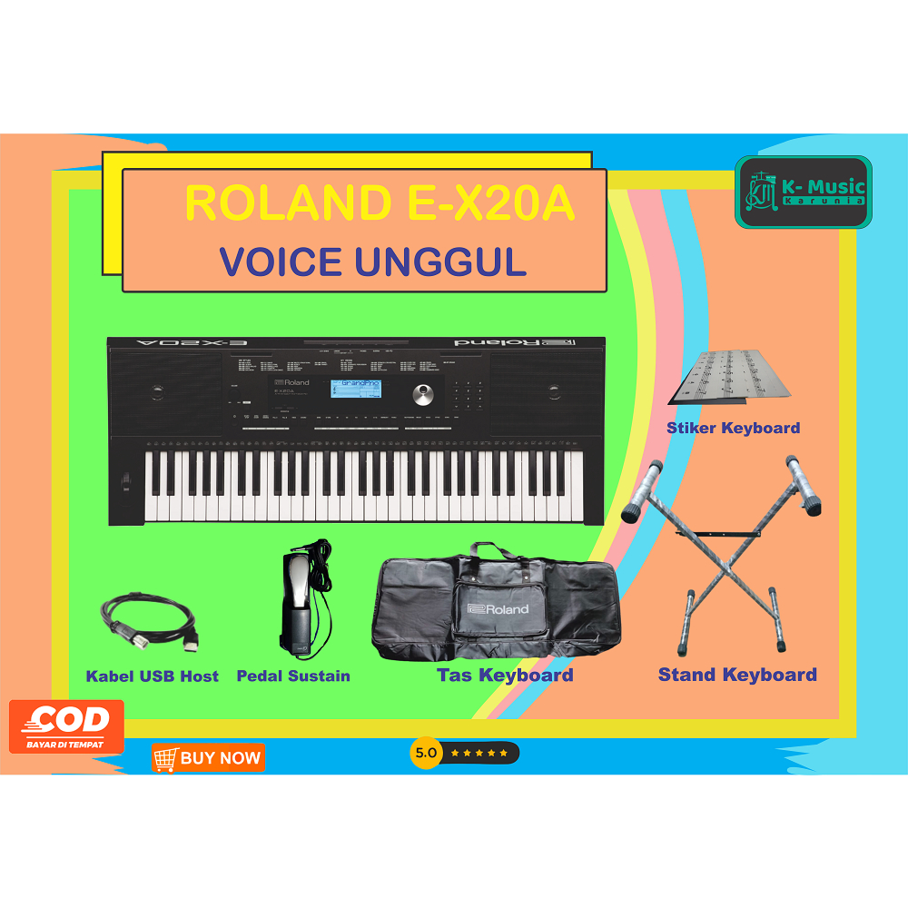 Jual Paket Fullset Keyboard Type Arranger Roland E-X20A EX-20A EX20 A ...