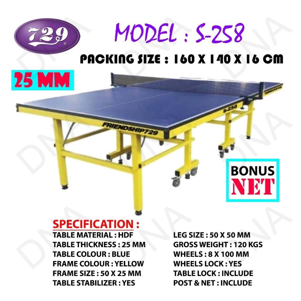 Jual Table Tennis / Tenis Meja 729 Friendship Model S258 (25mm ...