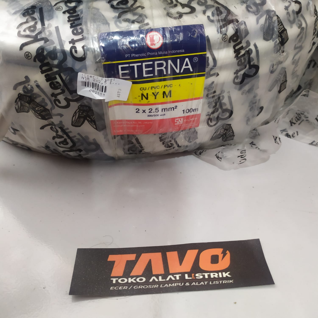 Jual ETERNA KABEL NYM 2X2.5 PER METER- SNI LMK ORIGINAL ORI - 2X2,5 MM - METERAN / PER METER ...