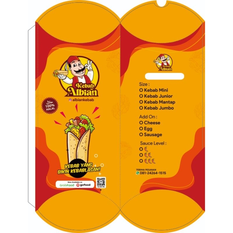 Jual Bungkus kebab Box kebab Kemasan kebab Dus kebab (Kecil Custom ...