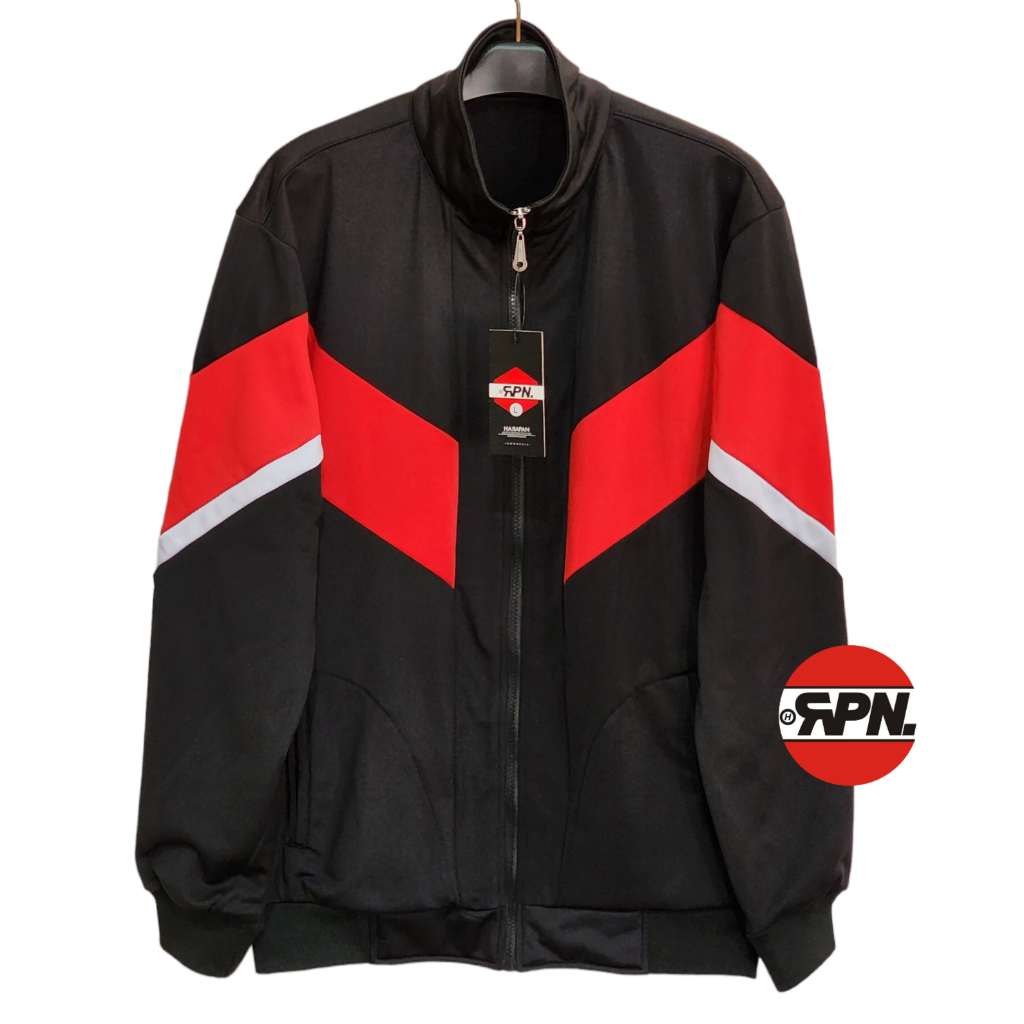 Jual jaket tracktop garis merah putih timnas polos unisex | Shopee ...