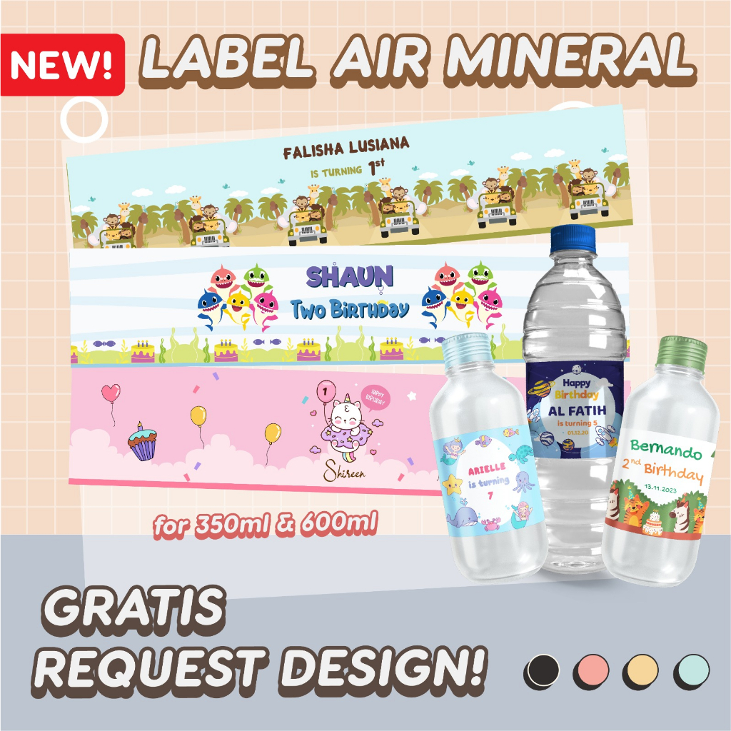 Jual Stiker Ulang Tahun Anak Label Minuman Custom Anti Air Botol ...