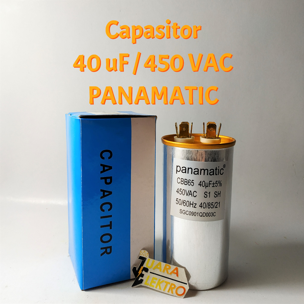 Jual PANAMATIC Capasitor AC 40uF / 450V Silver | Kapasitor Bulat 40 uF ...