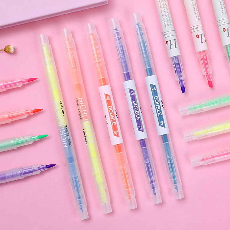 Jual COD 6 PCS HIGHLITER SPIDOL 2 SISI / MARKER SPIDOL / MARKER PEN ...