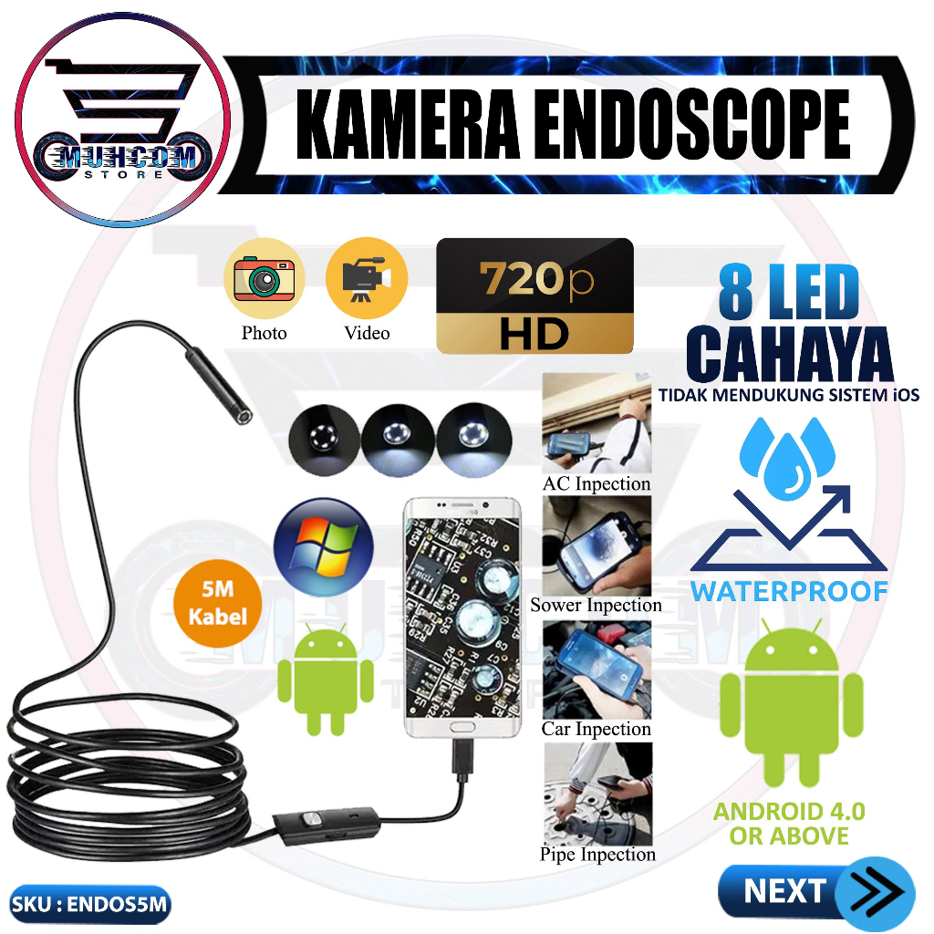 Jual SpyCam Camera Mini USB OTG Android Endoscope 5.0M Kamera HD 720p ...