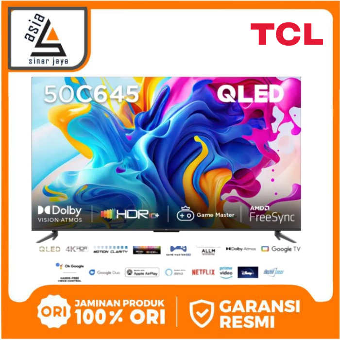 Jual TCL 50C645 QLED 4K UHD Smart Google TV w/ Dolby Vision & Atmos 50 Inch | Shopee Indonesia