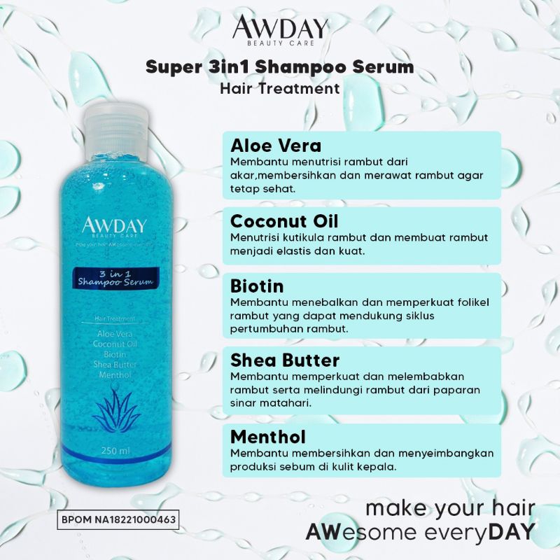 Jual Shampoo awday serum hair treatment / shampo awday 3in1 BPOM ...