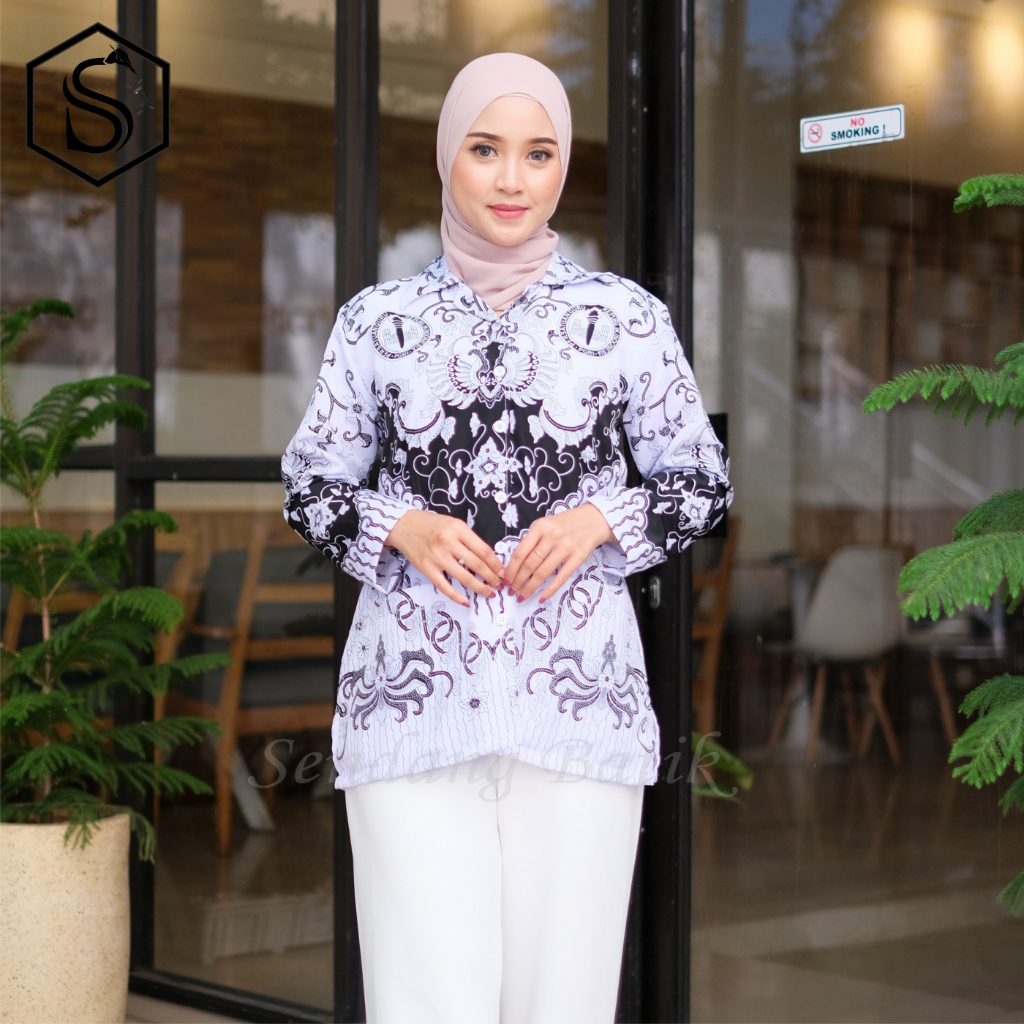 Jual SENDANG BATIK Seragaman baju batik PGRI wanita terbaru lapis full ...