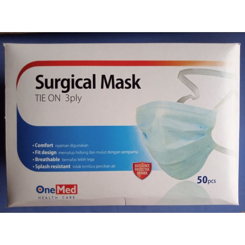 Jual Surgical Mask onemed TIE ON 3ply, Masker Surgical onemed | Shopee ...