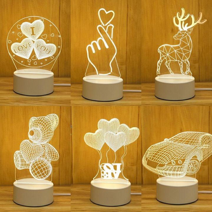 Jual Lampu Tidur Akrilik 3D LED 3 Warna / Lampu Hias Pajangan Meja ...