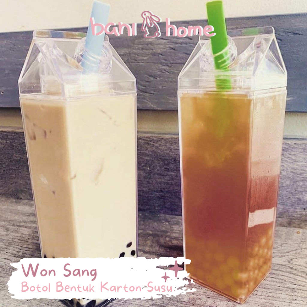Jual 【BANI】WON SANG Botol Bentuk Kotak Susu Minimalis Aesthetic Refill ...