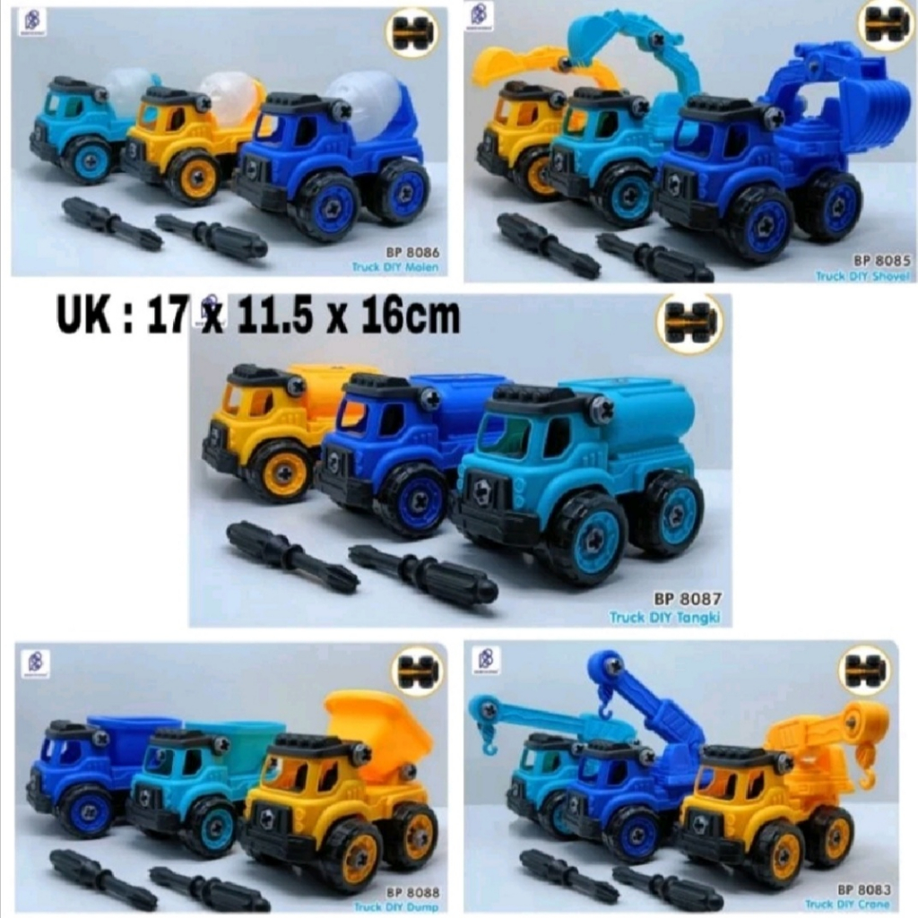 Jual Mainan Anak DIY Truck Berbagai Macam Konstruksi Bongkar Pasang BP ...