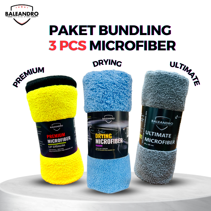 Jual Paket 3 PCs Microfiber . Premium, Drying Dan Ultimate Microfiber serbaguna | Shopee Indonesia