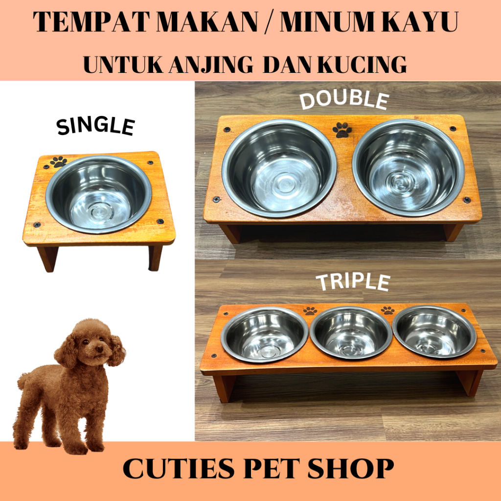 Jual TEMPAT MAKAN MINUM ANJING KUCING / TEMPAT TATAKAN MAKAN KAYU ...